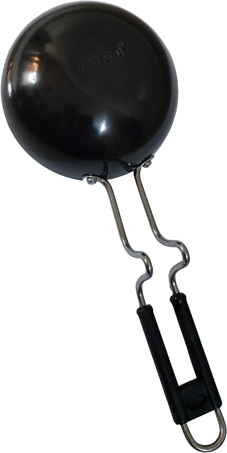 TheNext7 Non Stick Hard Anodized Tadka Pan with steel and black handle at end,Large Tadka Pan for saag, dal, kadhi, dhokla