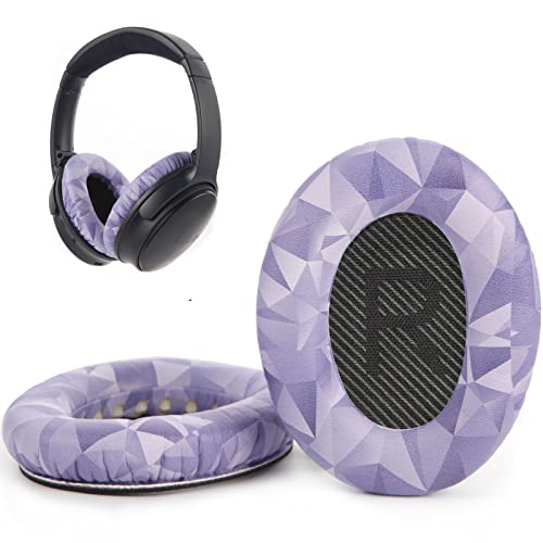 KAHHA Ear Pads,Replacement earpads Compatible with Bose QC25/QC35/QC35II Headphones Ear Cushions with Noise Isolation Memory Foam/ECO Protein Leather(1 Pair,Diamond Purple)