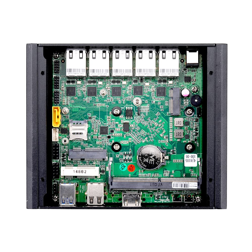 Qotom Mini PC Q750G5 CPU Celeron J4125 Quad Core 2.0 Ghz 5X 2.5G LAN Ports Home Office Router Firewall - 16G RAM 256G SSD WiFi