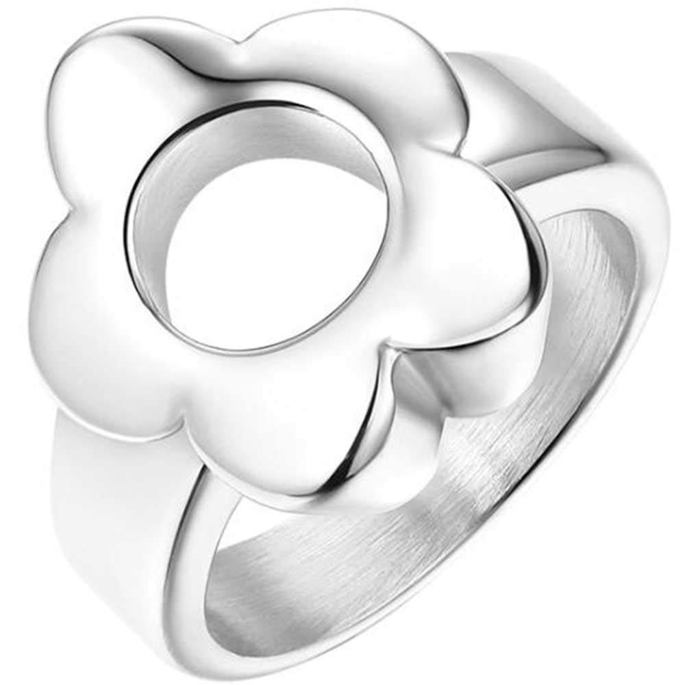 Jude Jewelers Stainless Steel Flower Open Karma Statment Promise Anniversary Ring (Silver, 8)