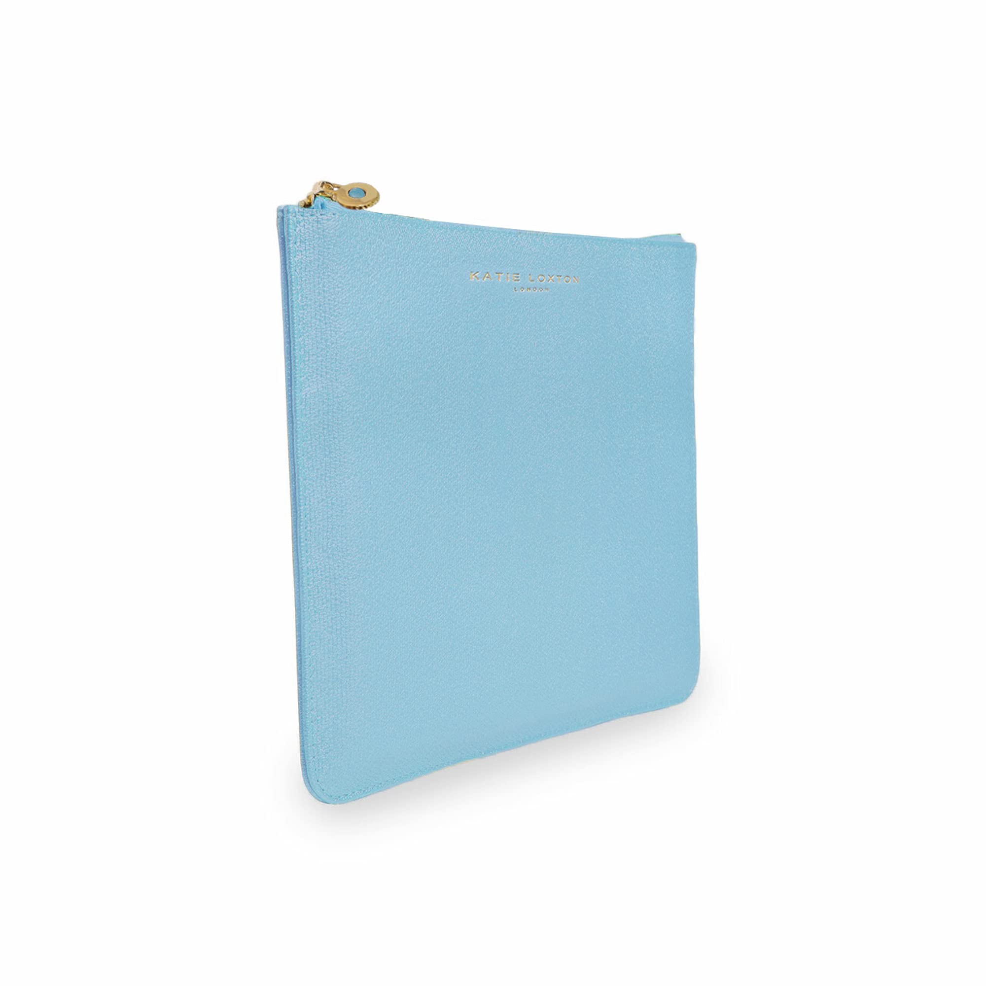 KATIE LOXTON Birthstone Jewel Shade Womens Medium Vegan Leather Sentiment Perfect Pouch March Blue