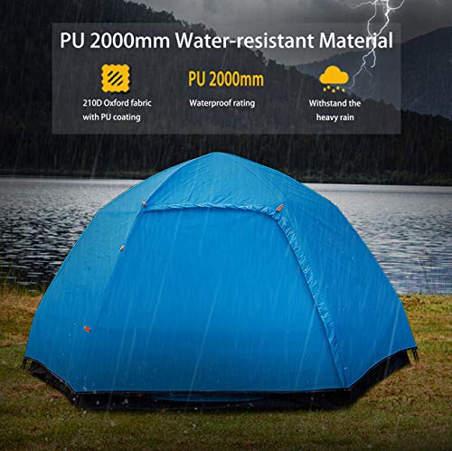 Jinfusi Automatic Waterproof 3-5 Person Outdoor Camping Tent,Large Family Dome Camp Tent (Blue)
