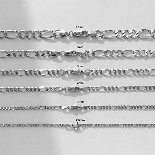 JOULE SHOP 10K Gold Chains - REAL Solid White Gold Chain Necklace 3mm Figaro Link for Women and Men 20"