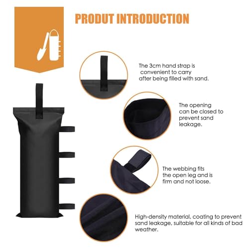 IALNAI 112 LBS Canopy Weights Sand Bags for Canopy Outdoor Advertising Tent Sunshade Fixed Windproof Pop up Canopy Tent(No Sand) Black (4-Pack)