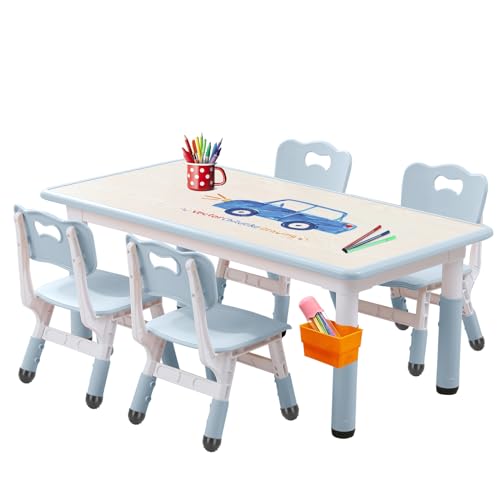 Kids table and chairs, Toddler table and chairs, Kids table (4 chairs), Kids table and chair set, Kids table and chair set 5-8 year old. Toddler table and chair set with 16 leg covers +12 color pens