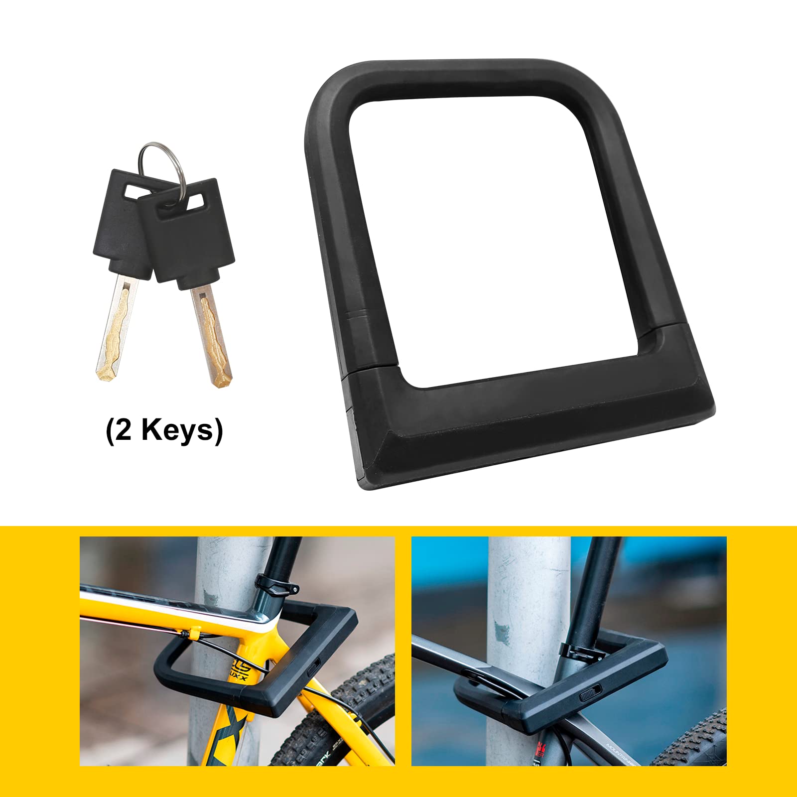 Lidscura Bike U Lock, 22.08mm Heavy Duty Bicycle U Lock, Silicone Coating Anti Theft Lock with Security Cable for Bicycles, Electric Bikes, Folding Bikes, Road Mountain Bikes, Motorcycles, Scooters