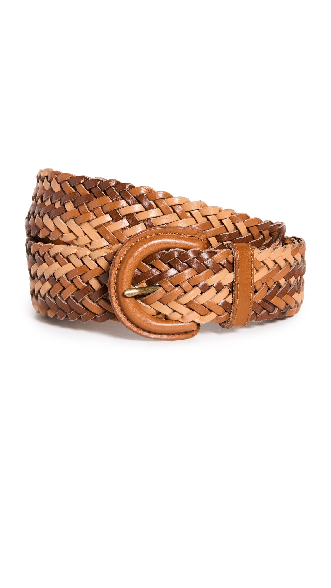 Madewell Women's Woven Leather Belt, Desert Camel Multi, M-L