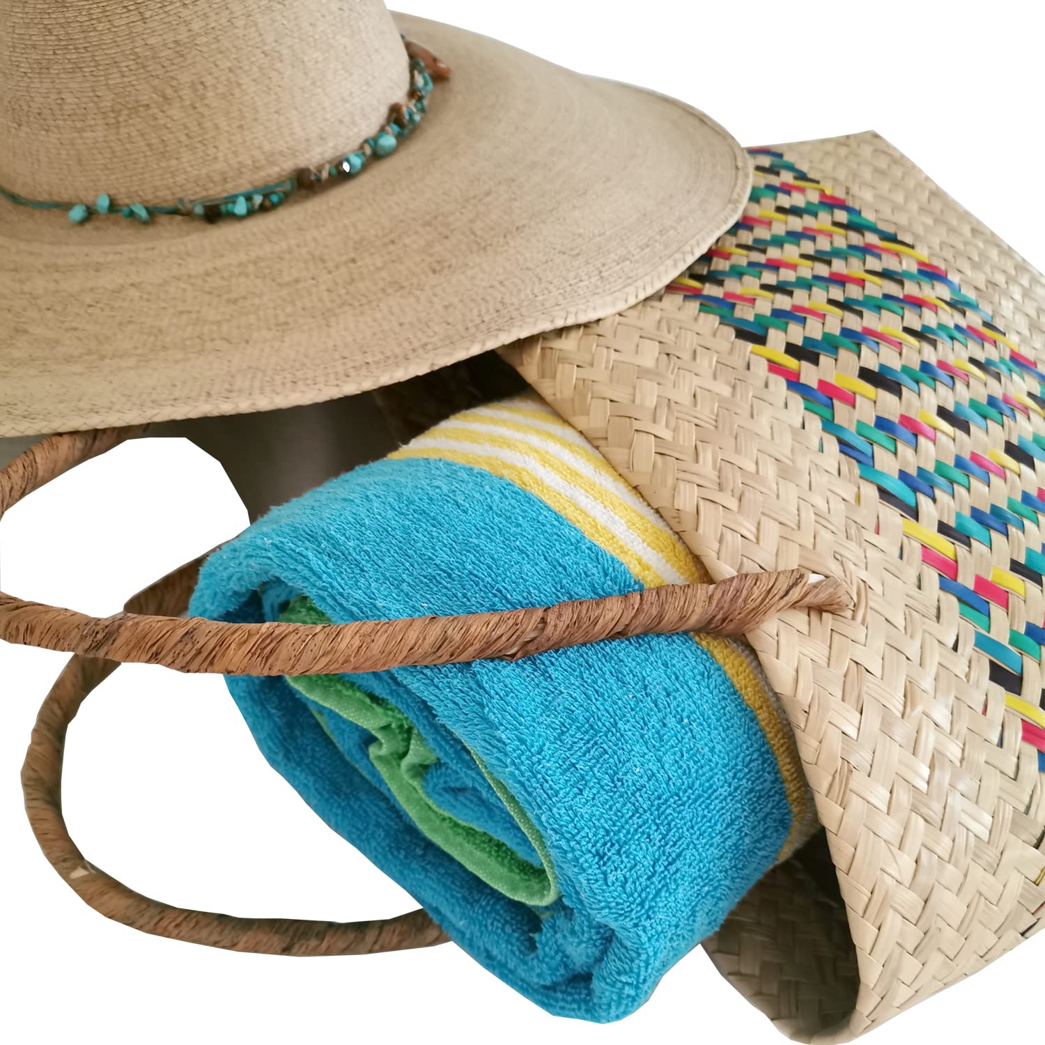 MAYANSHUL Mexican handbag Palm Leaf for Women | Handcrafted by Mexican Artisan | Casual, Summer Beach Tote Bag | 100% Ecological | Multicolor | Lightweight