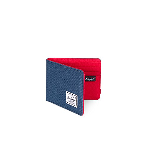 Herschel unisex adult Roy Rfid Bi Fold Wallet, Navy/Red, One Size US