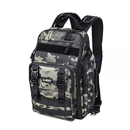MengK Fishing Tackle Backpack Sling Bag with Rod Holder Fishing Gear Storage Bag Shoulder Backpack