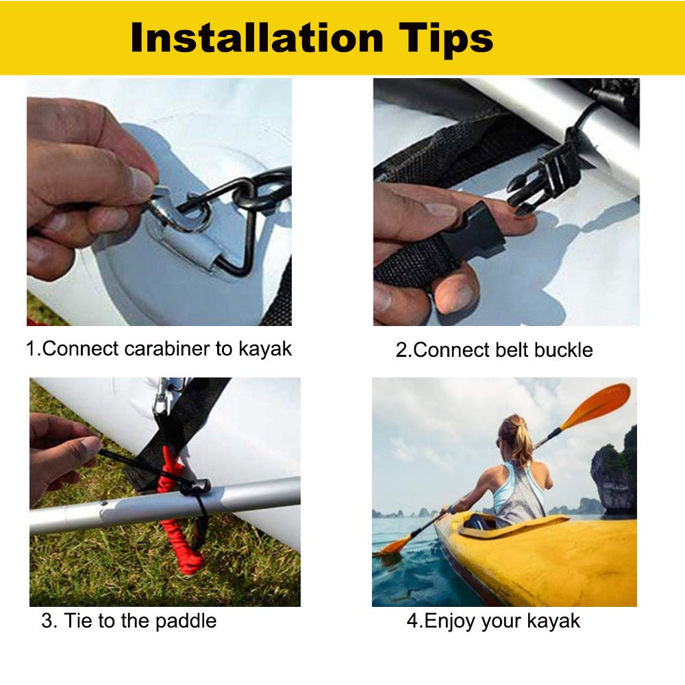 Kayak Paddle Leash, Yellow Rod Leash, Adjustable Kayak Safety Rod Leash,Lanyard Leash Stretches to 48 inch, for Kayaking/SUP Paddle Boarding/Fishing