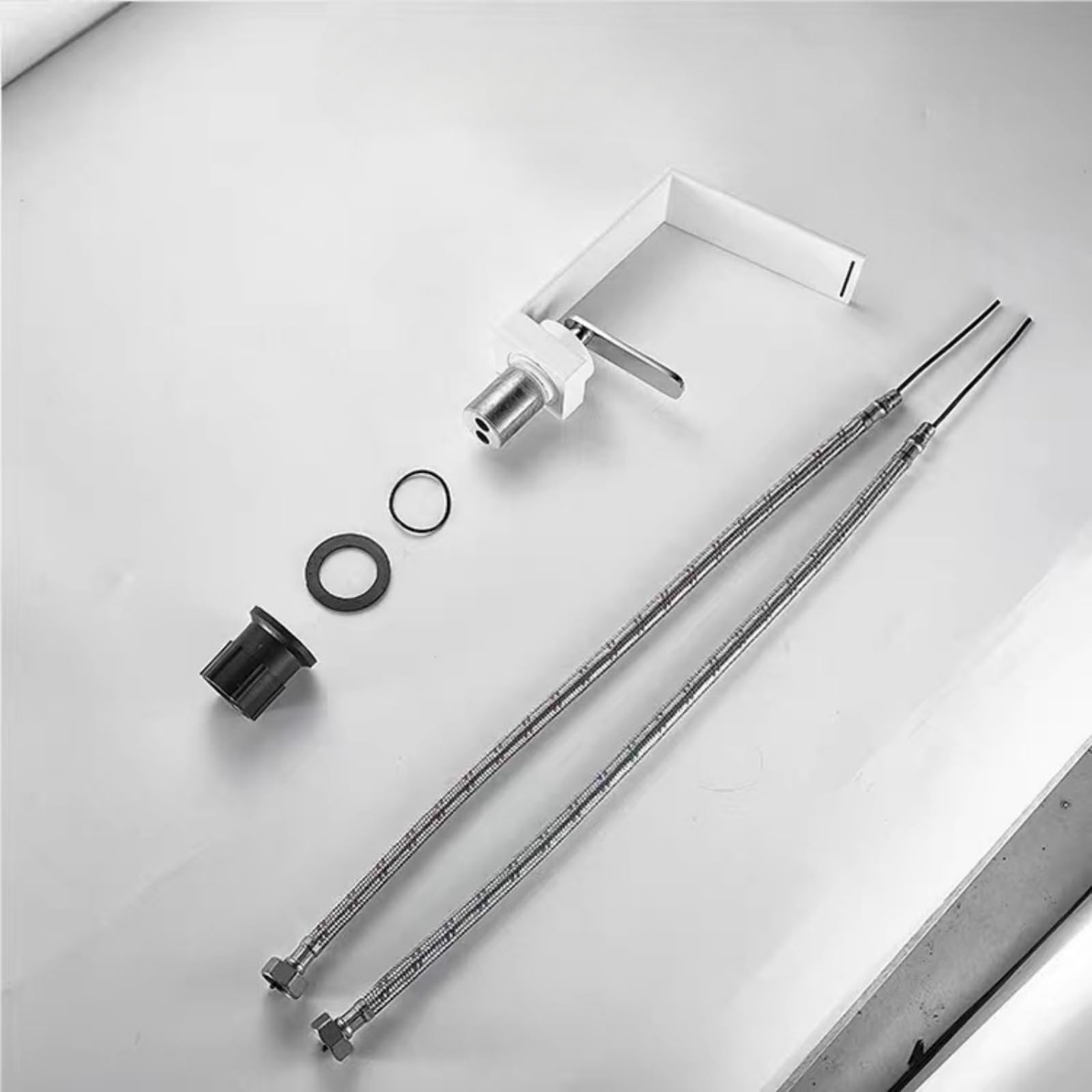 PRANOHD Bathroom Waterfall Matte Black Faucets, RV Restroom Bath Face Basin Bar Lavatory Kitchen Commercial Vanity Sinks Water Replacement, Peerless Unique Modern 6 Inch Brass One 1 Hole Single Handle
