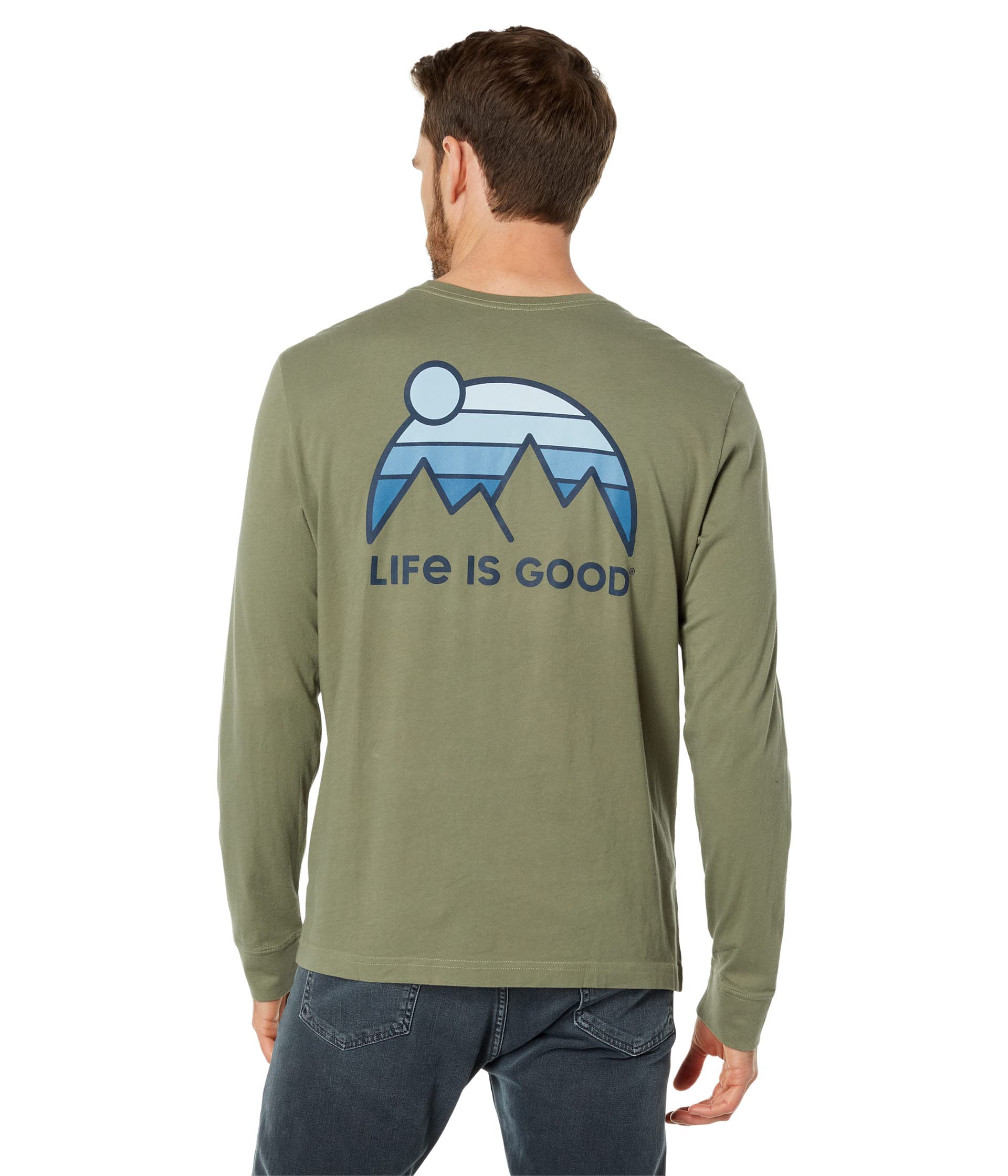 Life is Good Retro Mountains Long Sleeve Crusher-Lite™ Tee Moss Green XL