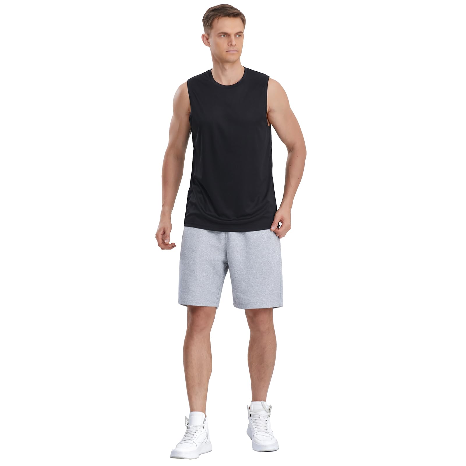 Mens 4-Pack Crew Short Sleeve Active Quick Dry T-Shirts, Athletic Running Gym Workout Sports Tee Shirts for Men (Black/Black/Royle Blue/Light Grey, S)