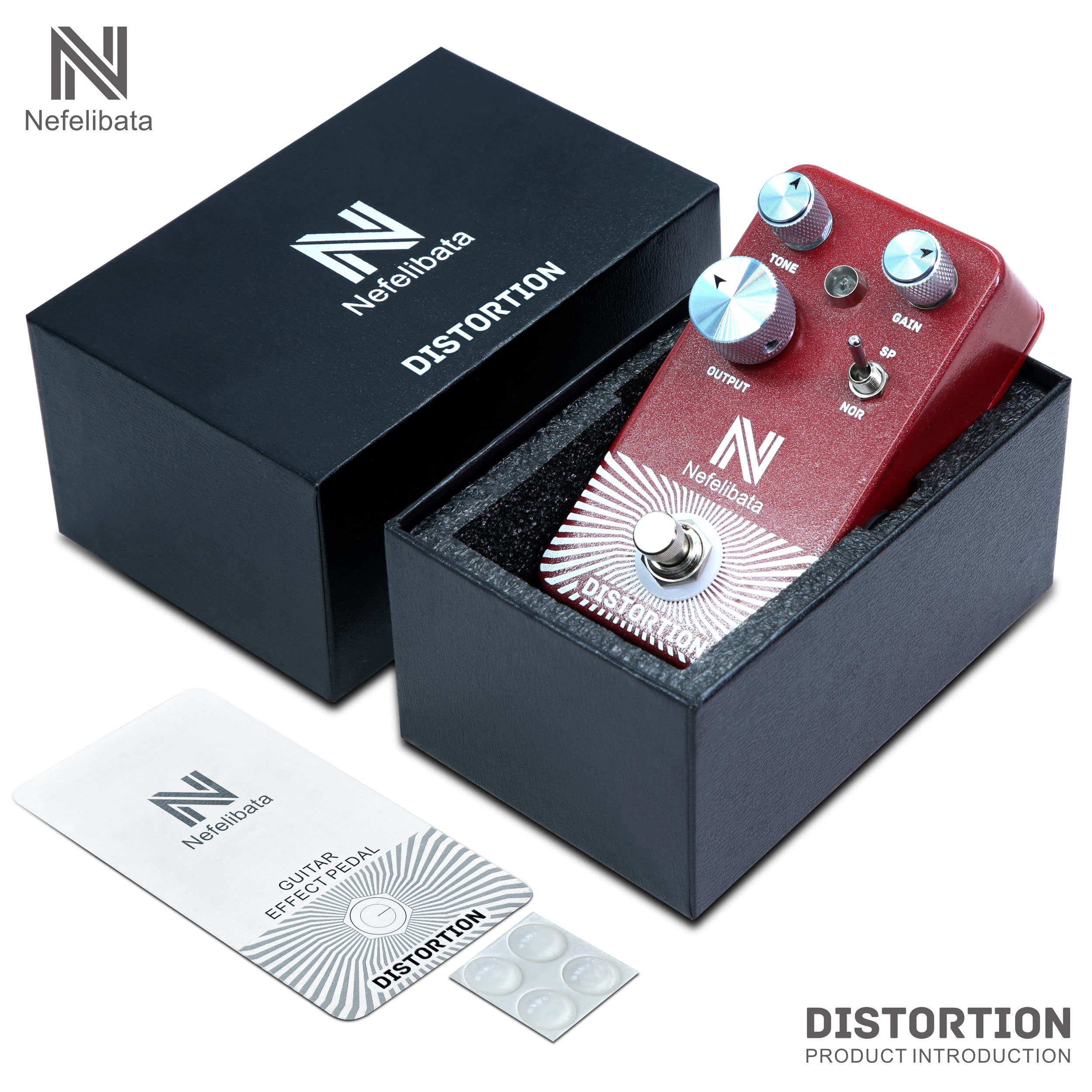 Nefelibata Distortion Electric Guitar Effects Pedal Handmade,Two Frequency Clipping Modes and True Bypass Design,Achieve CRUNCH/Delicate SOLO/Majestic Rock and Roll Distortion Tones -Red Metal Shell