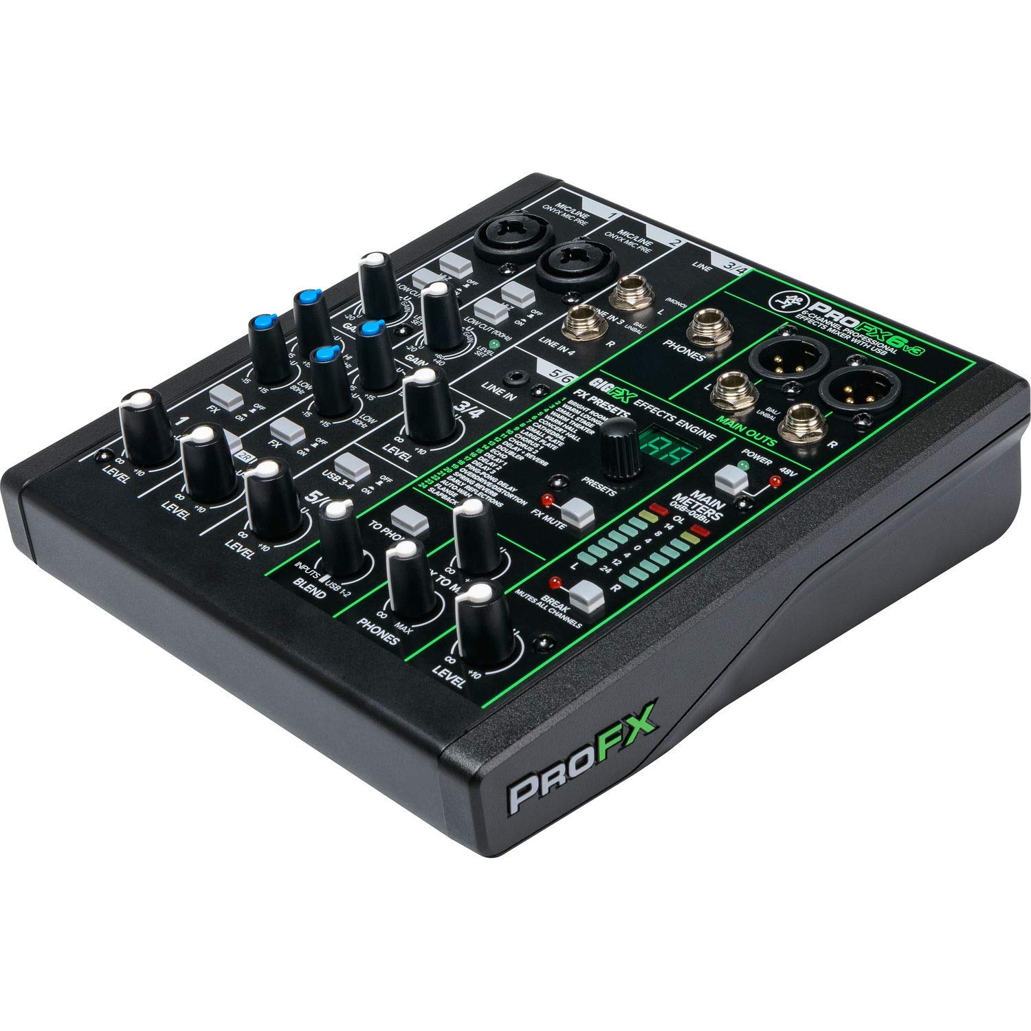 Mackie ProFX6v3 6-Channel Unpowered Built-In FX Mixer USB Bundle with Waveform OEM DAW, 2x Mophead 10-Foot TRS Cable, 2x 10-Foot XLR Cable, 1/4" to 3.5mm TS Cable, 4x Cable Ties and Microfiber Cloth
