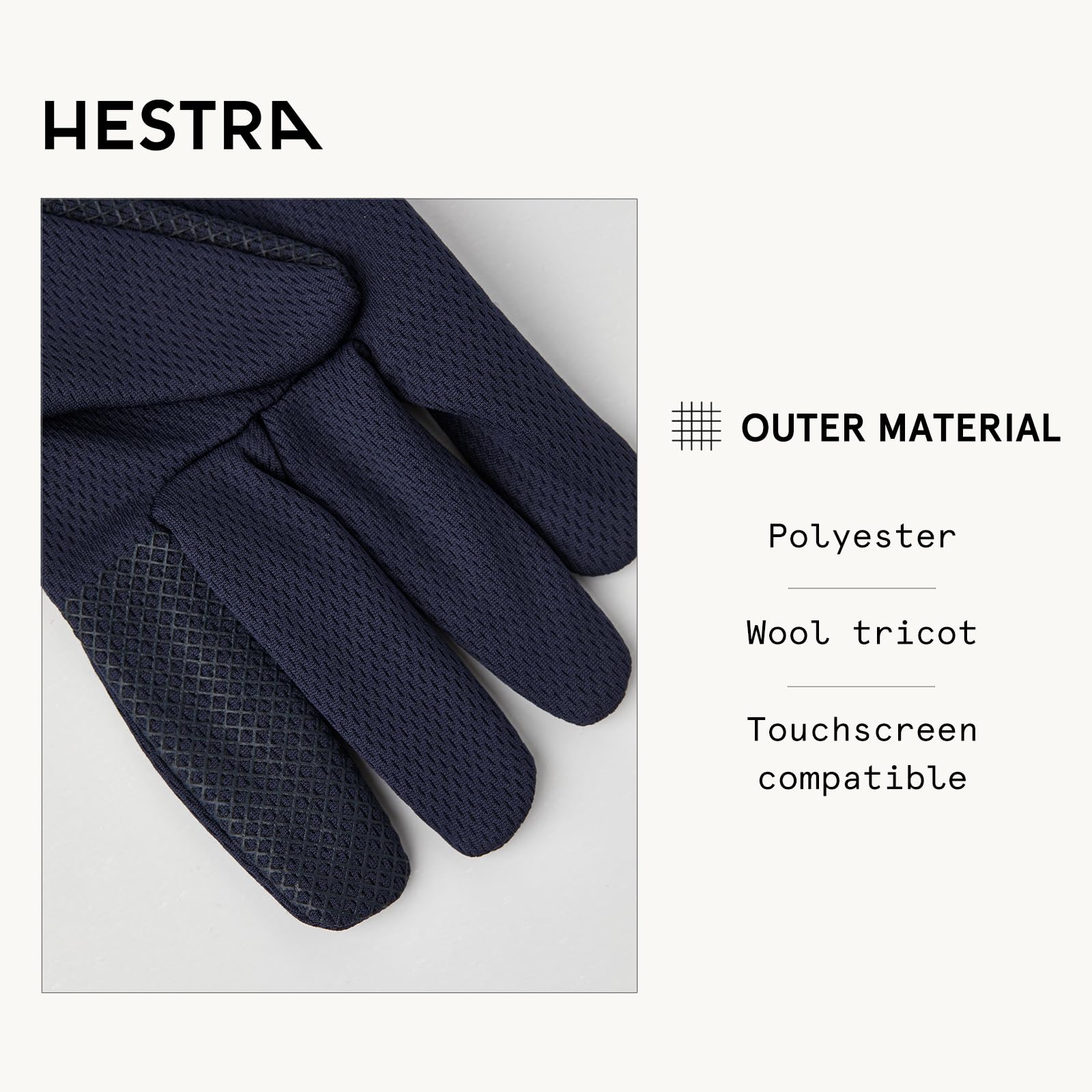 Hestra Touch Point Dry Wool Liner - Machine Washable, Touch Screen Compatible Liner For Additional Layering Or As A Thin Glove - Navy - 7