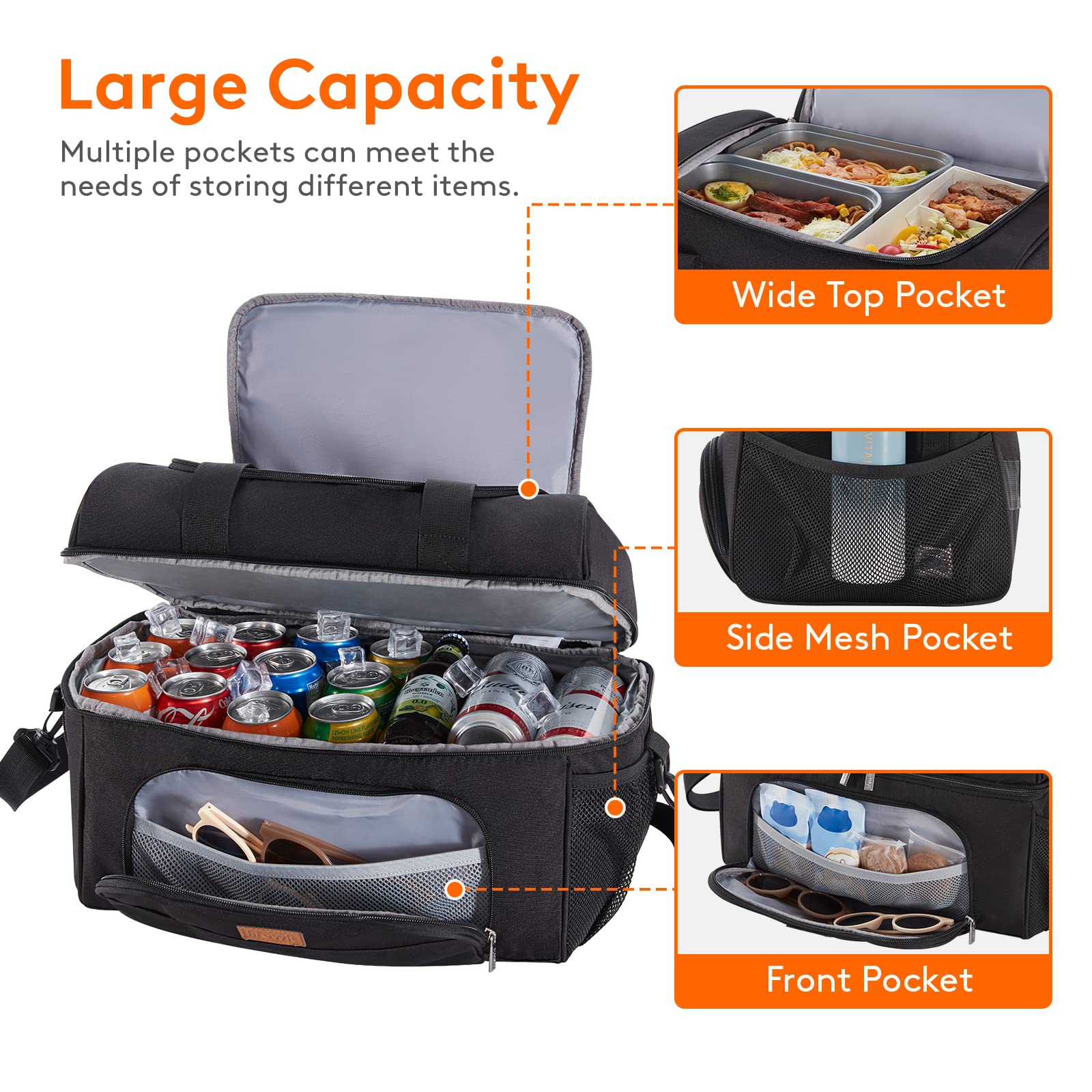 Lifewit 20L Black Cooler Bag, Bundle with 30L Grey Cooler Bag