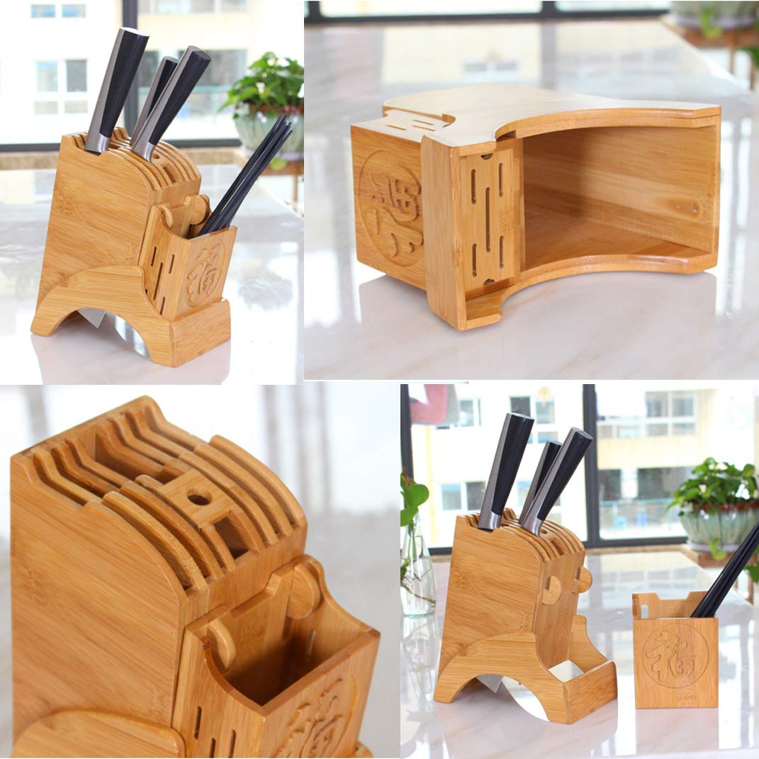 knife holder,Bamboo Knife Storage Block,kitchen knife holders without knives Hold Multiple Large Blade Knives Knife not includes knife holder 1pack yellow