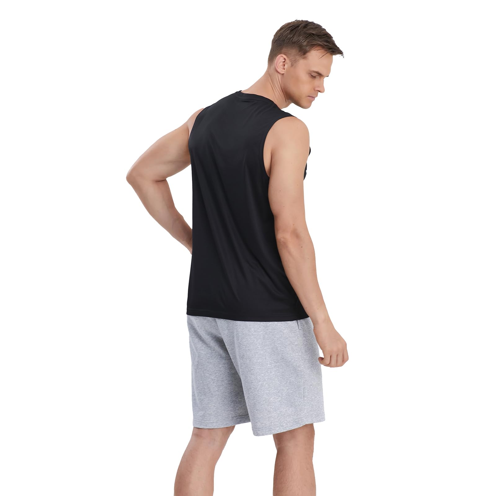 Mens 4-Pack Crew Short Sleeve Active Quick Dry T-Shirts, Athletic Running Gym Workout Sports Tee Shirts for Men (Black/Black/Royle Blue/Light Grey, S)