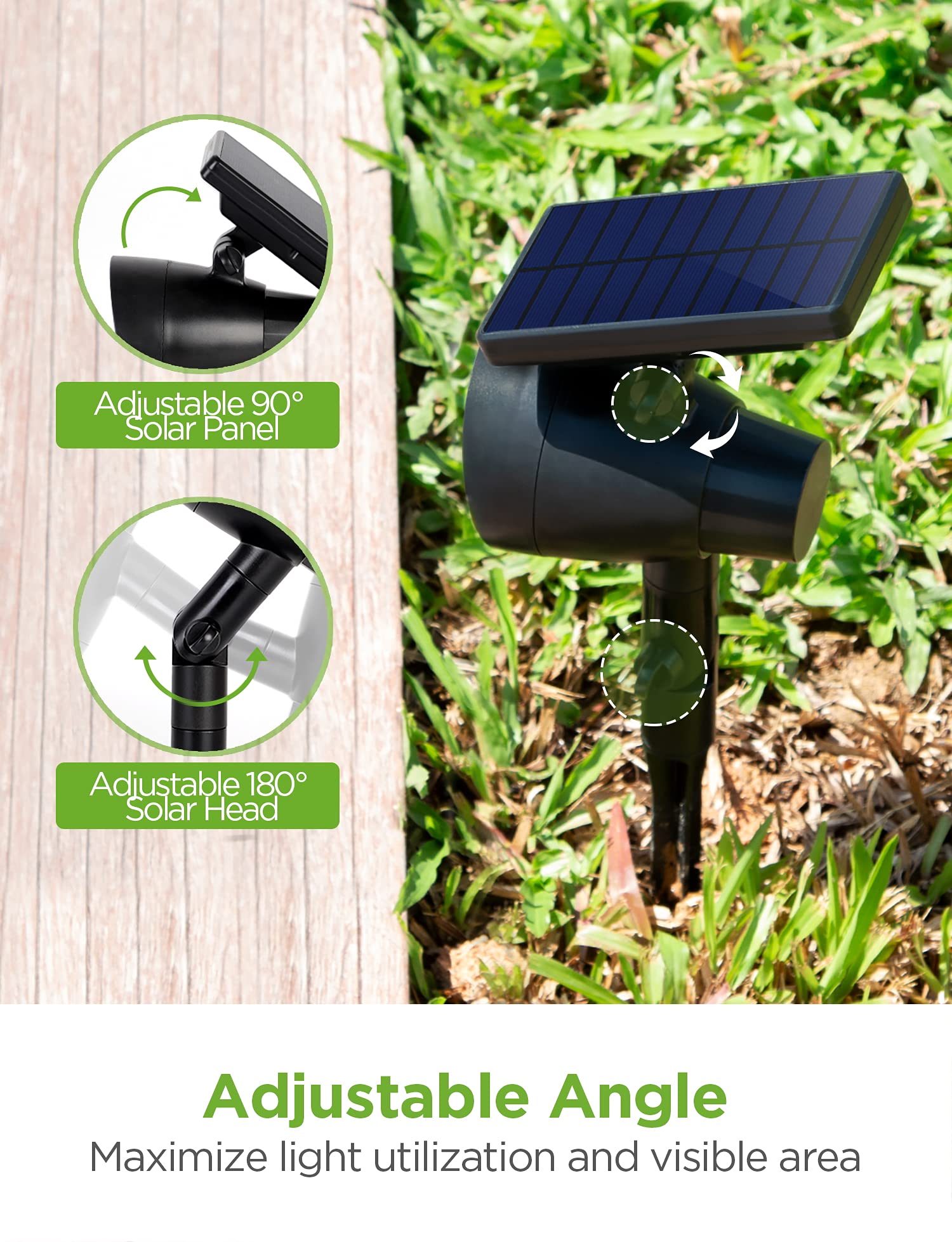 InnoGear Solar Lights, 2-in-1 Waterproof 3 LED Solar Spotlights Adjustable Wall Light Landscape Lighting Security Light Outdoor Auto On/Off for Patio Deck Yard Garden Driveway, Pack of 2