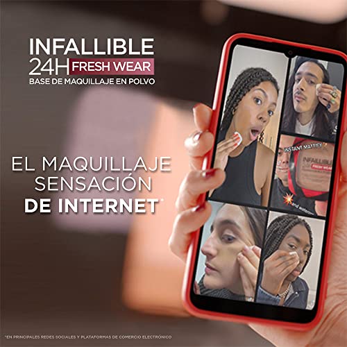 L'Oreal Paris Makeup Infallible Fresh Wear Foundation in a Powder, Up to 24H Wear, Waterproof, Ivory, 0.31 oz.