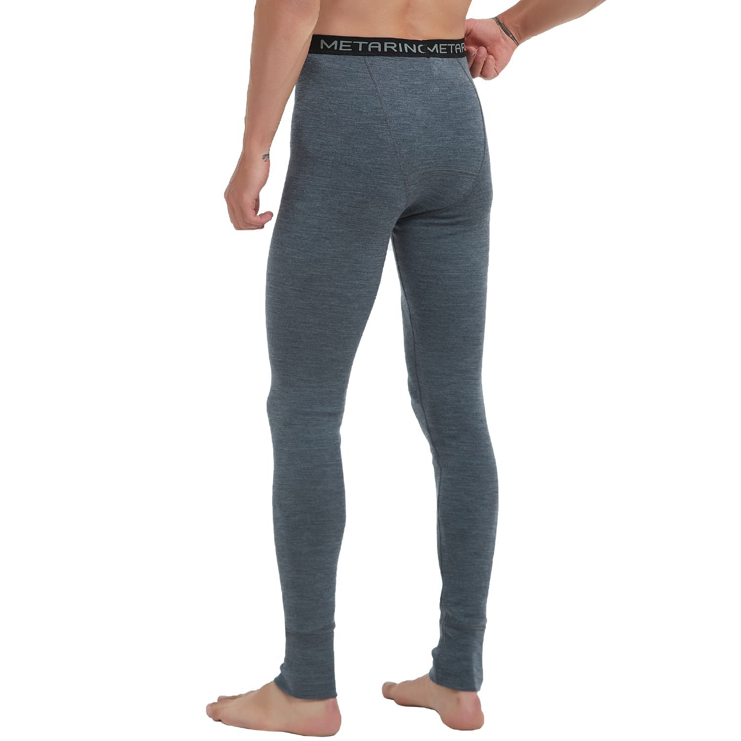 METARINO Merino Wool Base Layer Thermal Pants Men,Midweight Long Underwear Leggings,Dark Grey,X-Large