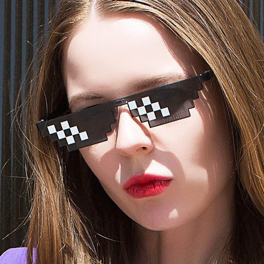 HSSUNSINE 10 Pack Thug Life Sunglasses 8 Bit Pixel Mosaic Glasses Photo Props Unisex Sunglasses for Men Women (10 pack colored mixed)