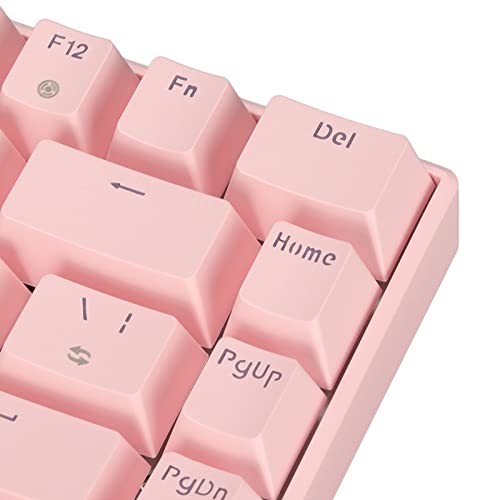 Mechanical Keyboard, 82 Keys 3 Modes Pink Gaming Mechanical Keyboard with RGB Dynamic Backlight, Support Wireless 2.4G Bluetooth Type C Wired, 1800mAh Rechargeable, for Office Home(Red Shaft)