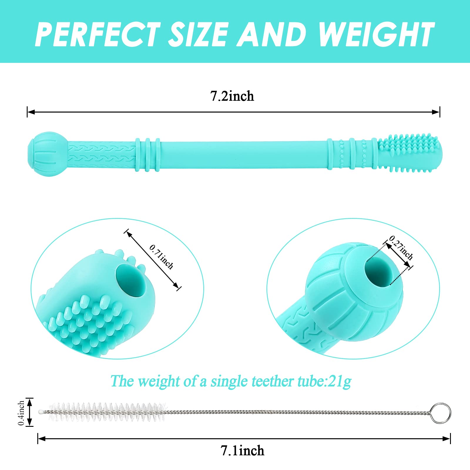 Meartchy Hollow Teether Tubes for Babies, 5 Pack Teething Tubes Toys for Baby Infants, Silicone Chew Straw Toy for Babies 0-24 Months