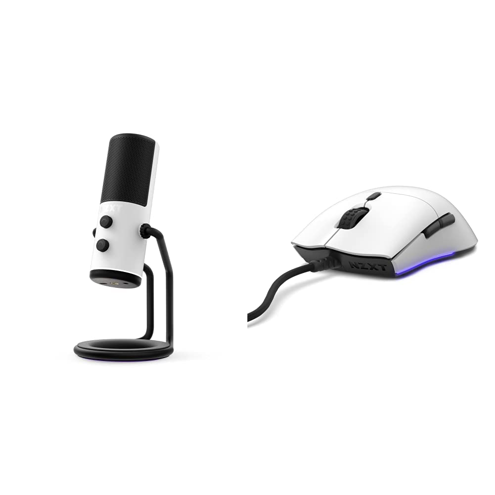 NZXT Capsule Streaming Microphone and Lift Gaming Mouse Bundle | White
