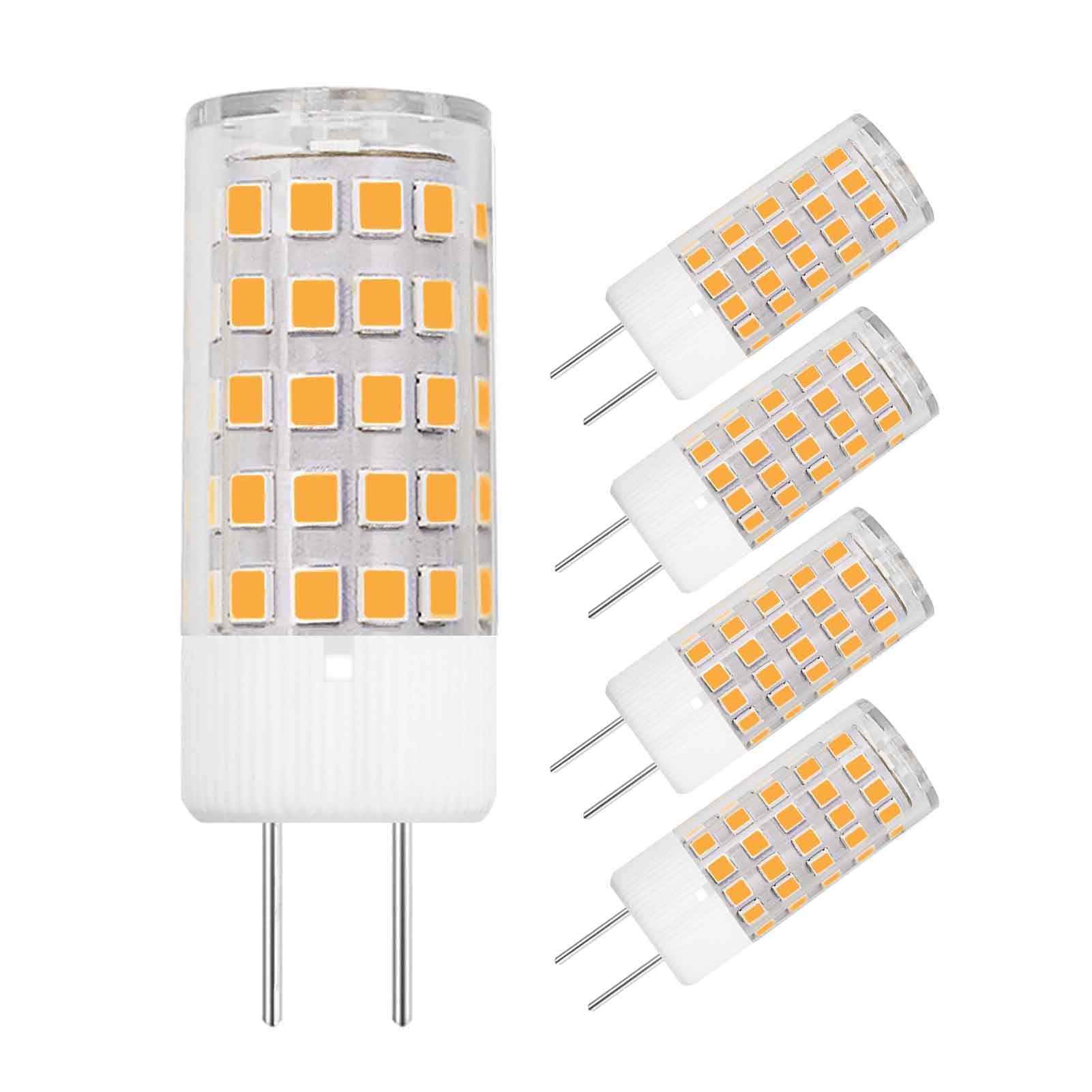 LIENNGKE 5 Pack G4 12V LED Light Bulb 4W 40W Halogen Equivalent Warm White 2700k AC DC 400 Lumen G4 Bi-Pin Base Bulbs Street Landscape Lighting