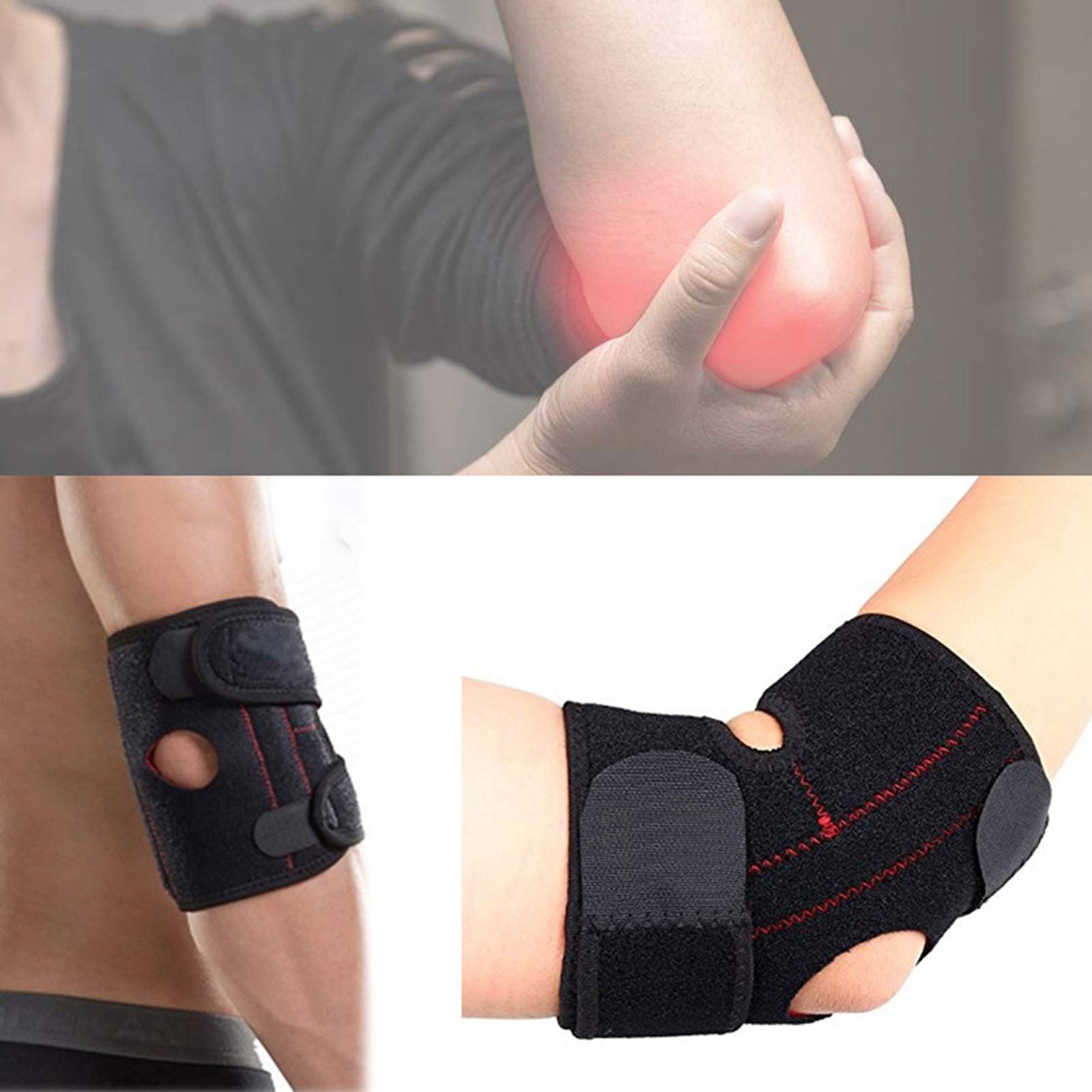 Neoprene Sports Elbow Brace Wrap, Arm Support Strap Band Adjustable for Exercise for Weightlifting for People with Easy Elbow Injuries for Tennis Golfers