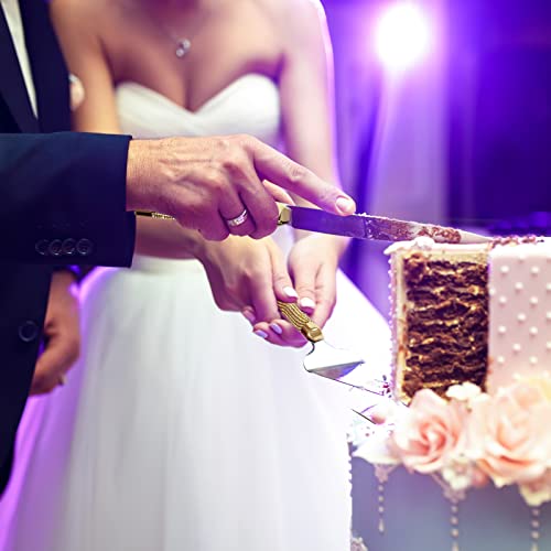 ROXBURGH Wedding Cake Knife and Server Set, 420 Stainless Steel Cake Cutter and Pie Server Slicer, Rhinestones Studded Handle Cake Cutting Set for Wedding Gifts, Engagement Gifts for Bride and Groom