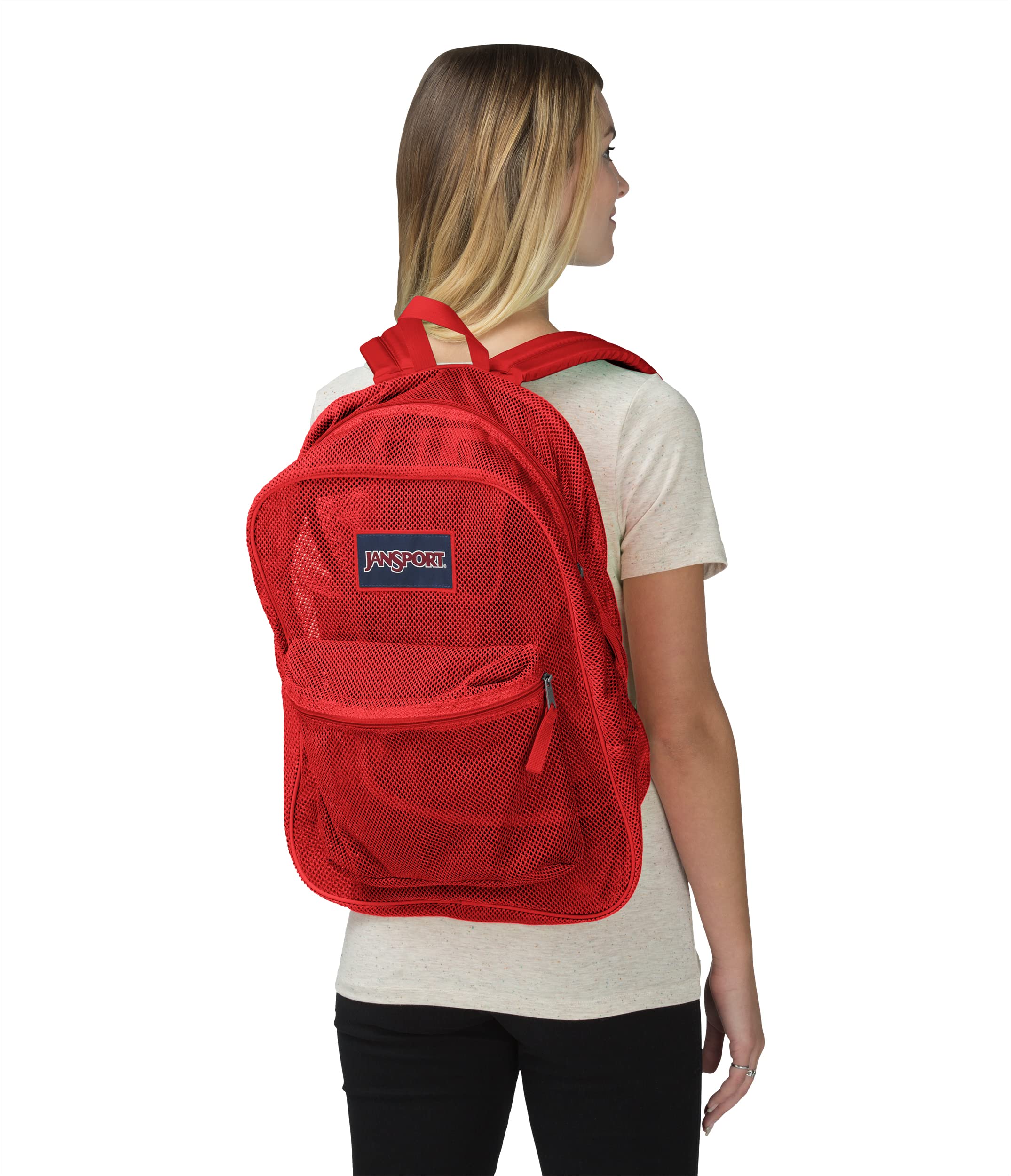 JanSport Mesh Pack - See Through Backpack, Red Tape