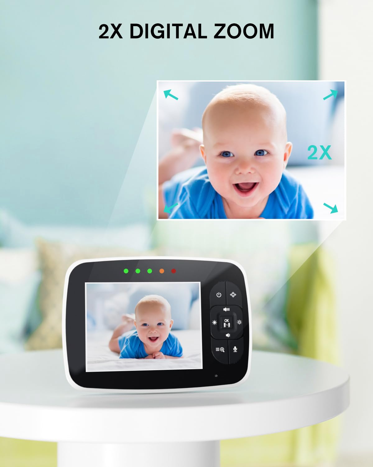 Kidsneed SM935C Baby Monitor with Camera and Audio | Keep Babies Safe with 19 Hour Battery Life, 3.5” Large Screen, Night Vision, Talk Back, Room Temperature, Lullabies, 960ft Range
