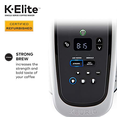 Keurig K-Elite Coffee Maker, Single Serve K-Cup Pod Coffee Brewer, With Iced Coffee Capability, Brushed Slate (Renewed), 12oz Steel Brew Size, Programmable,