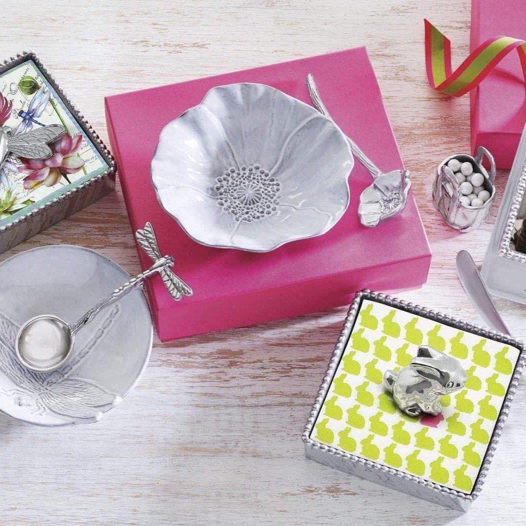 MARIPOSA Ceramic Canape Plate with Poppy Spoon, Grey