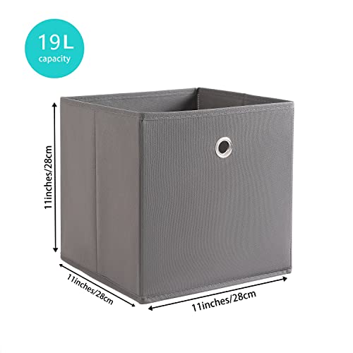 Rabtero Foldable Storage Cubes, Collapsible Cloth Baskets Open Storage Bins for Home Tidy and Storage-Gray, 6 Packs, 11 inches