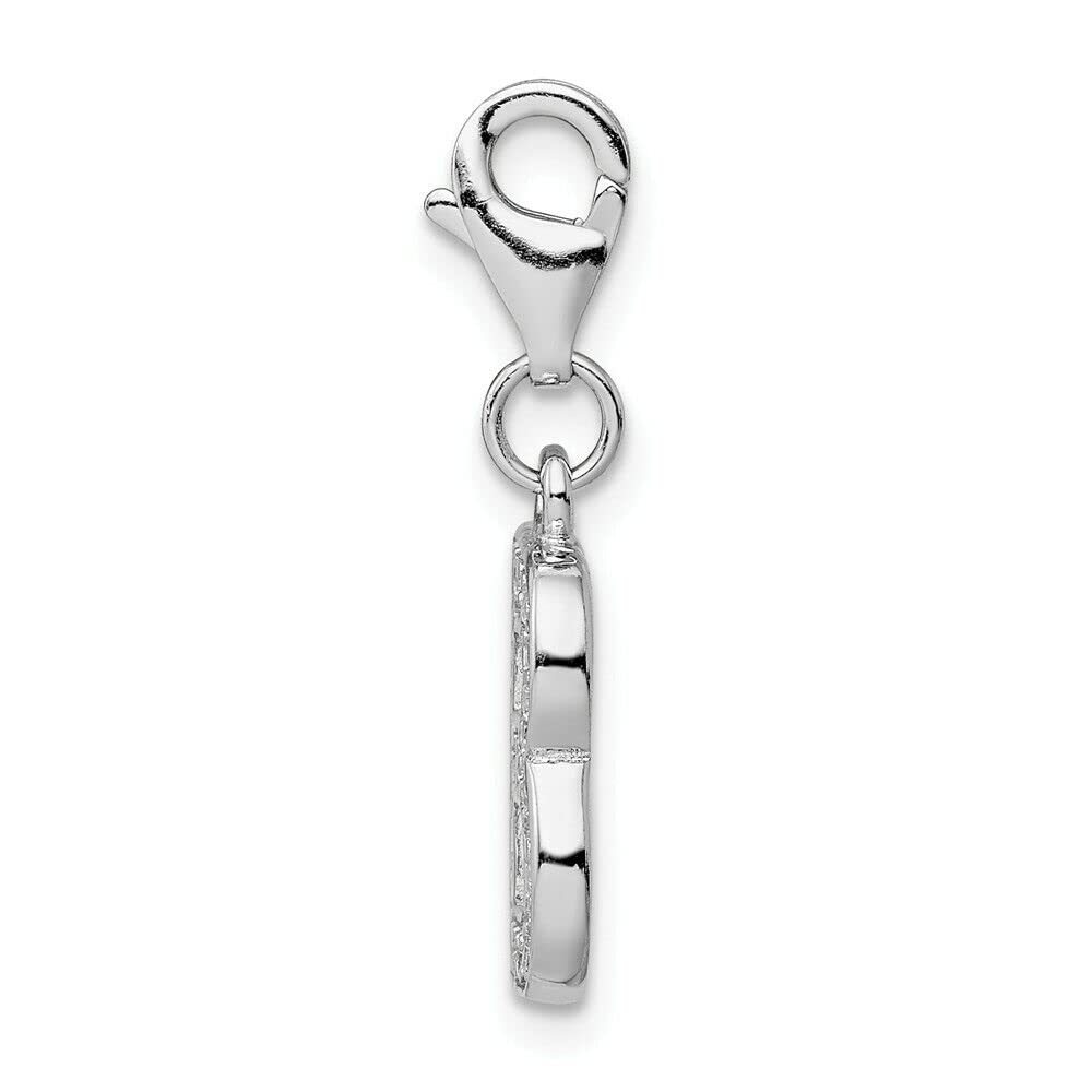 New CZ Initial Letter B Charm .925 Sterling Silver Solid Click On Charm AC0758ES