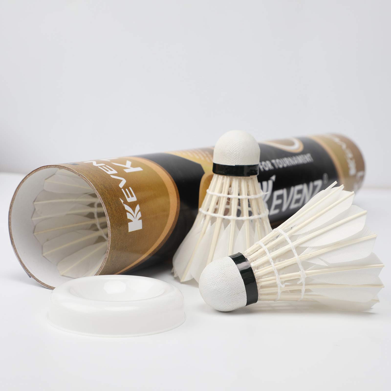 KEVENZ Goose Feather Badminton Shuttlecocks with Great Stability and Durability, High Speed Badminton Birdies-12PK (White-K1)
