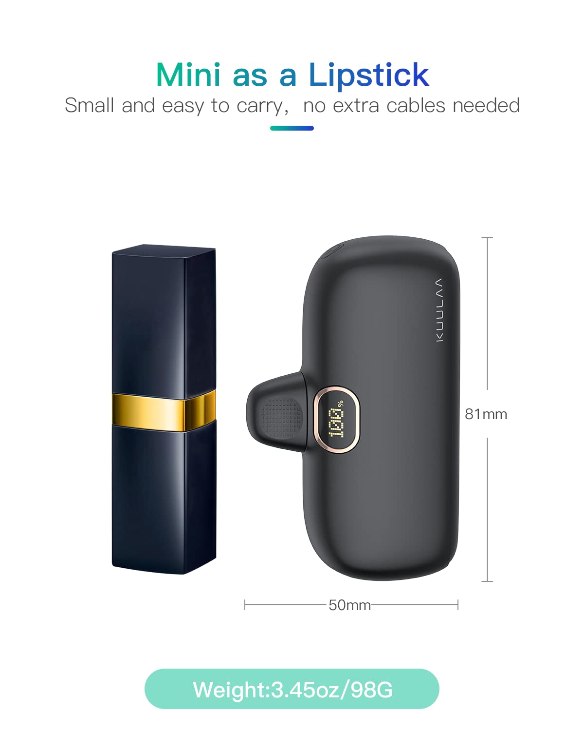 Kuulaa USB C Power Bank Fast Charging, 5000mAh Plug-in Portable Charger & Type C Input/Output Battery Pack 26800mAh