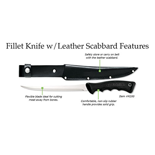 Rada Cutlery Fillet Knife โ Stainless Steel Blade with Leather Scabbard and Rubber Handle, 12-1/4 Inch