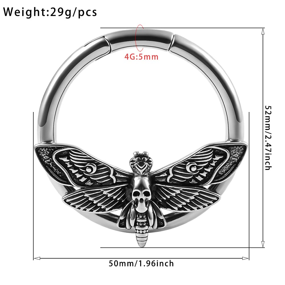 Maxbott 2PCS Butterfly and Circles Stainless Steel Plugs Ear Weights 6MM Ear Gauges Piercing Expander Stretchers Body Jewelry (4G (5mm), Silver)