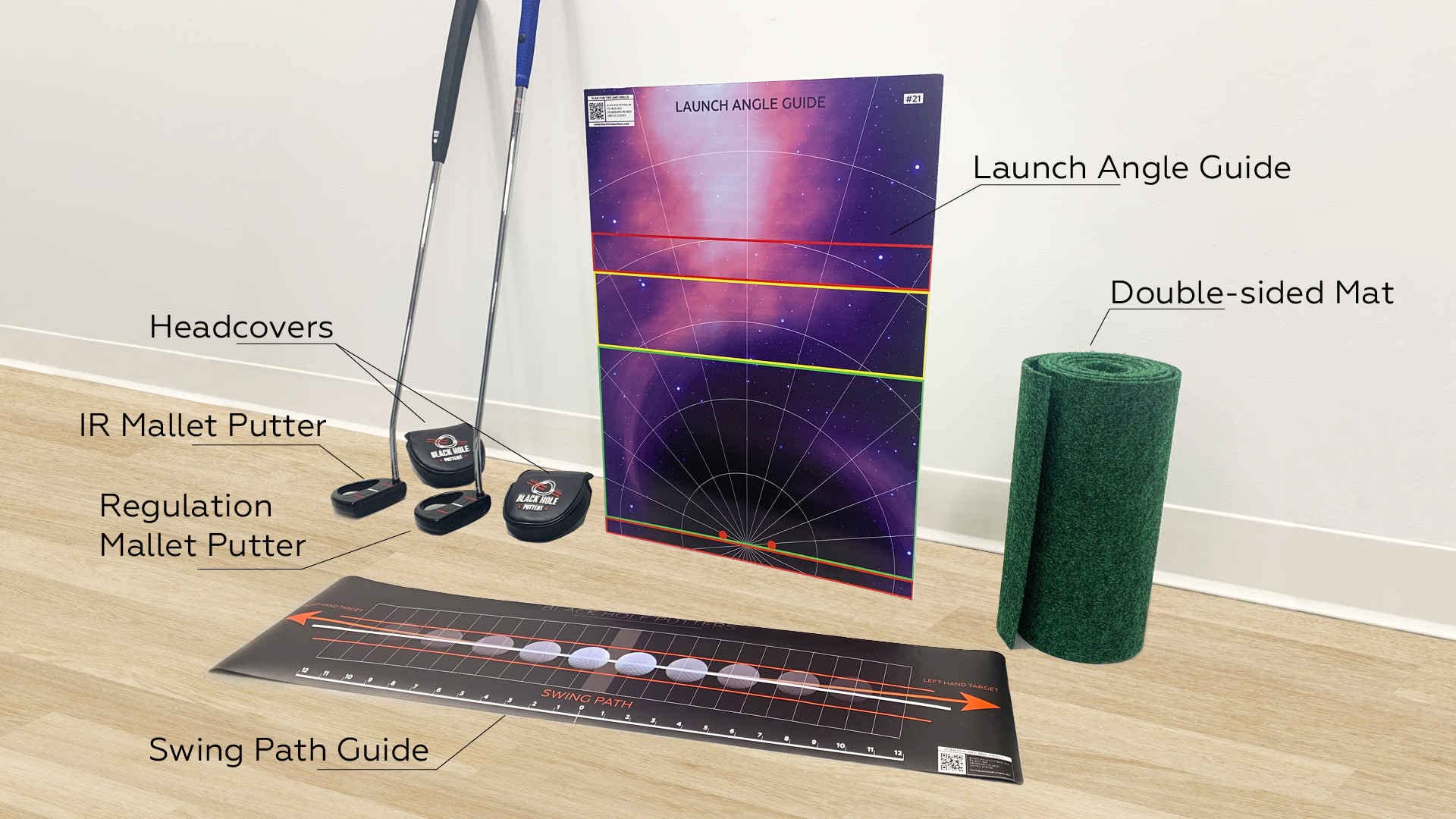 NeuraPutt- Black Hole PUTTERS- Swing Trainers with Infrared Technology. Blade Putter. Right and Left Handed Golfers (IR Blade + Standard Blade Set (Left))