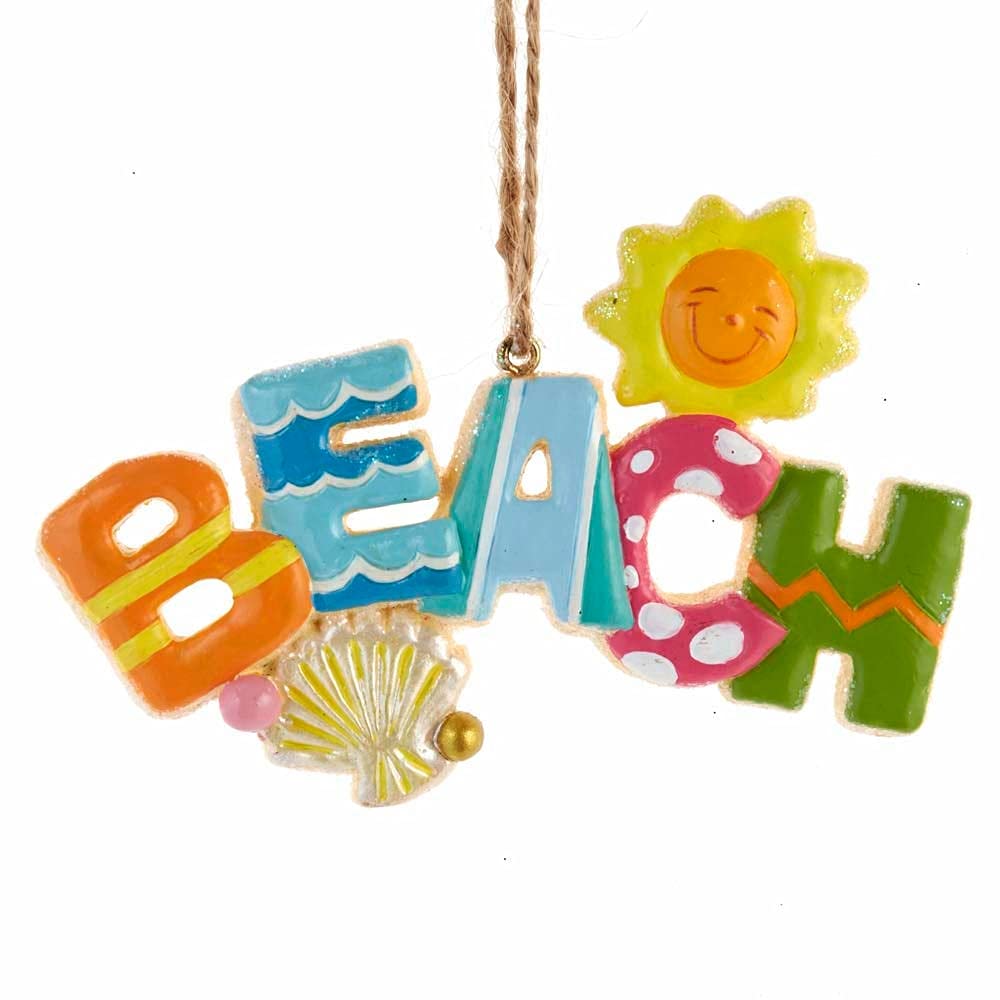 Kurt Adler D3754 Beach Sign Hanging Ornament, 4-inch High, Resin
