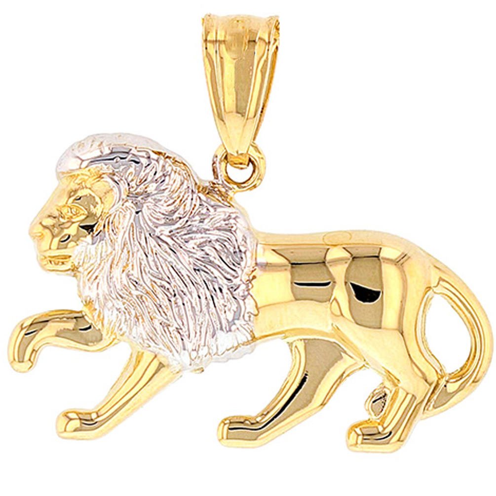 Jewelry America High Polish 14k Gold Lion Pendant Leo Zodiac Sign Charm
