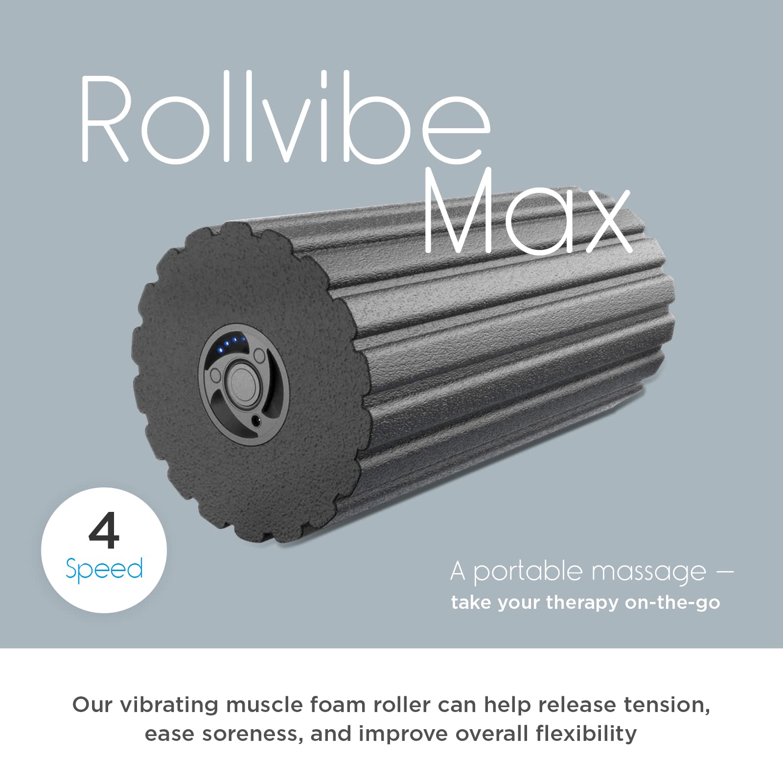 MedMassager Rollvibe Max Vibrating Foam Roller, High Intensity Deep Tissue Muscle Massager with 4 Adjustable Speeds for Pre and Post Workout