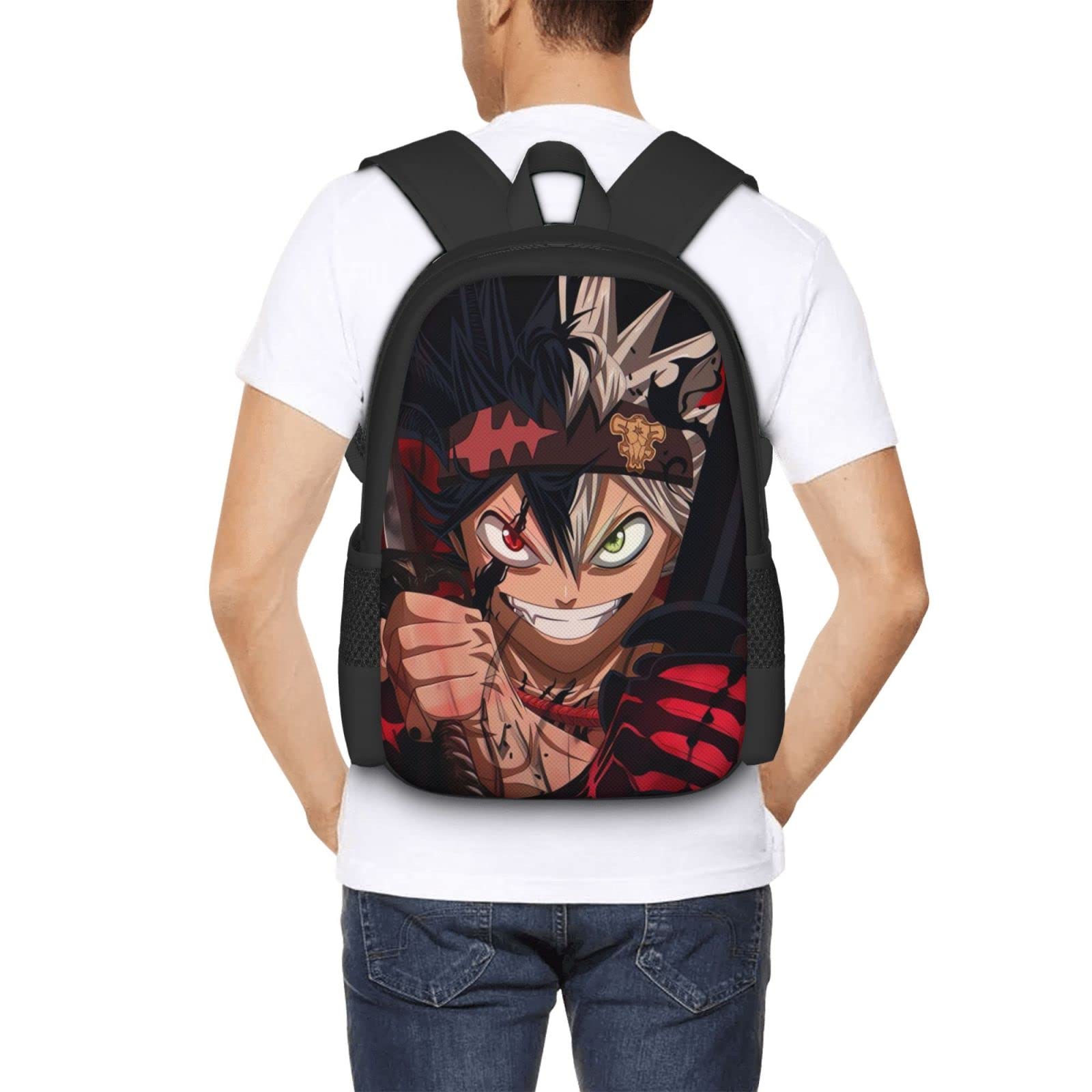 KEWRJFWA Anime Black Clover Backpack Canvas Backpack for Man Women Daily Quick drying Simple Cartoon Bags Office Travel Backpack