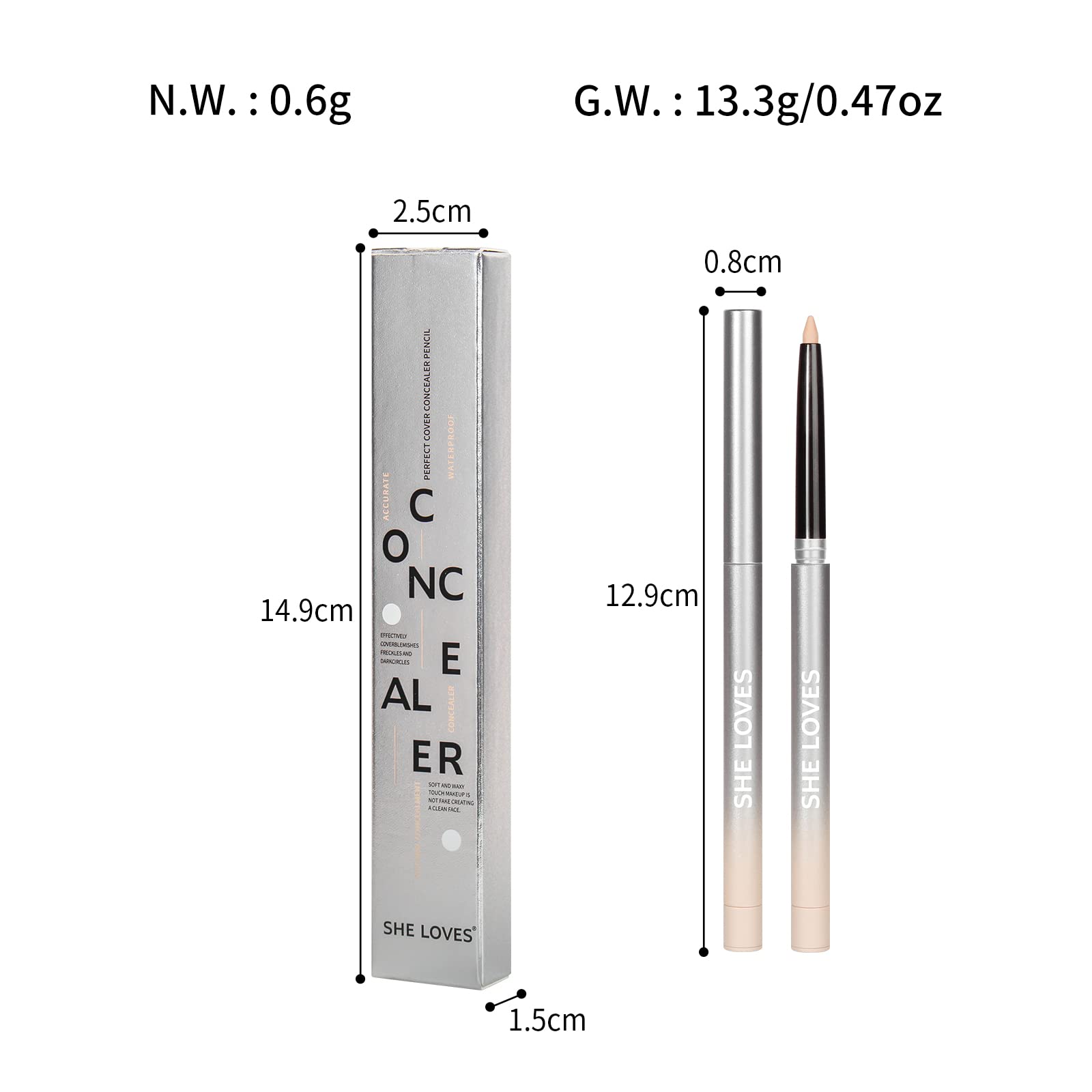 Kusslippe Concealer Pencil,Contour Highlighter Stick,Full Coverage Foundation Waterproof Concealer Pen for Eye Dark Circles,Freckles,Acne Marks,Scar,Tattoos 0.47oz (#1)